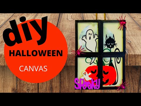 How to Make a Dollar Tree DIY Reverse Canvas Picture for Halloween #dollartree