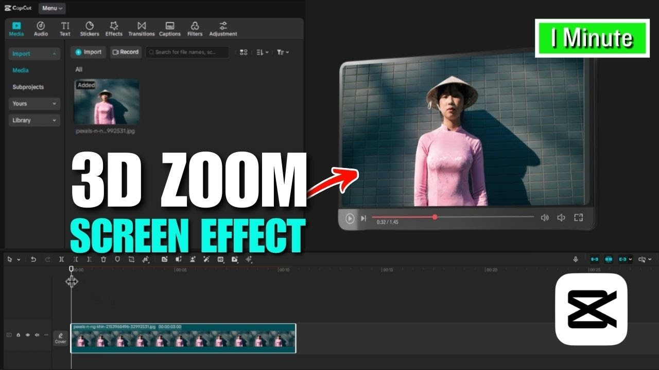 How to make 3d zoom effect in capcut?