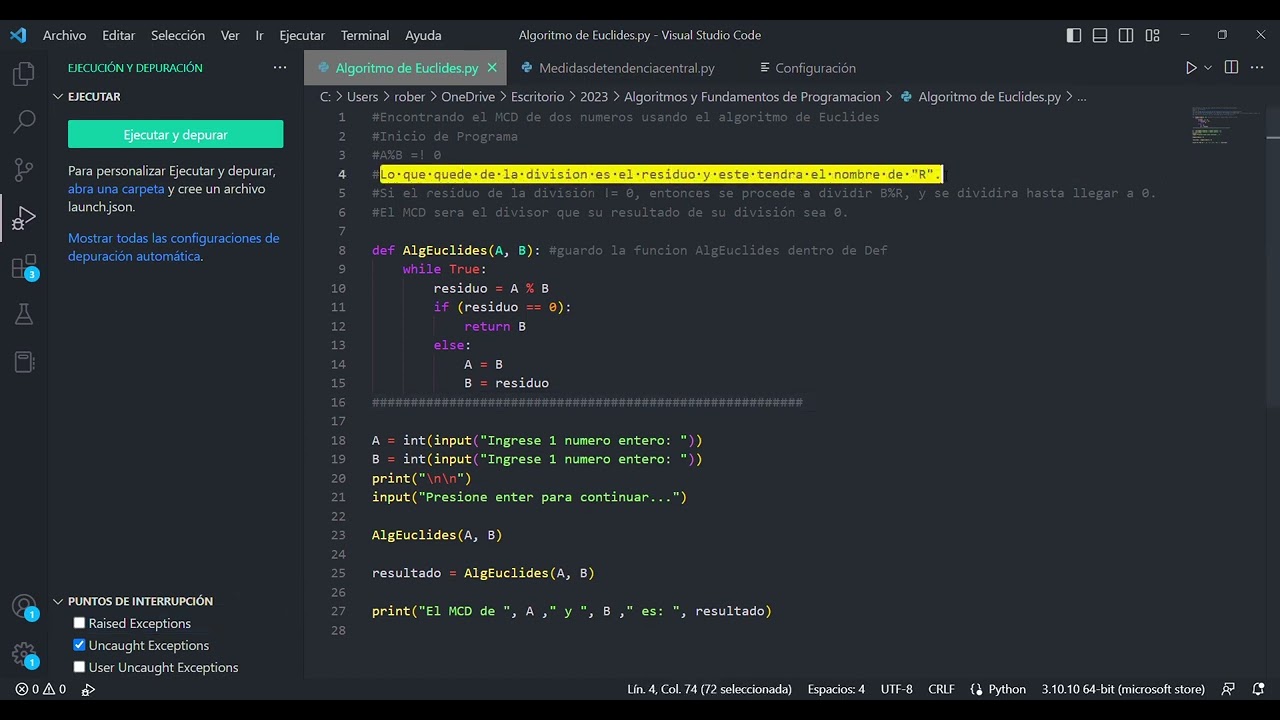 Algoritmo de Euclides - Python