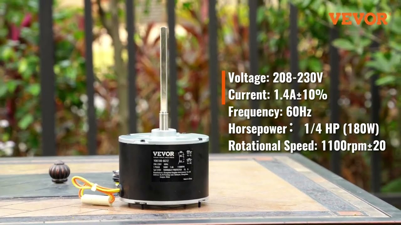 VEVOR Condenser Fan Motor OGD1016: Boost Your AC with 1/6 HP, 1075 RPM, & Easy Install!