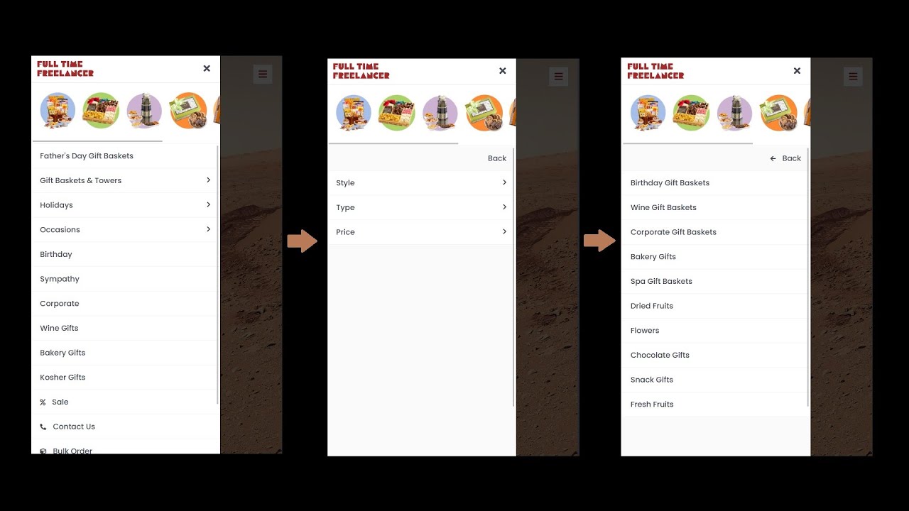 Multilevel mobile push overlapping menu in html, css & jquery | Part 1
