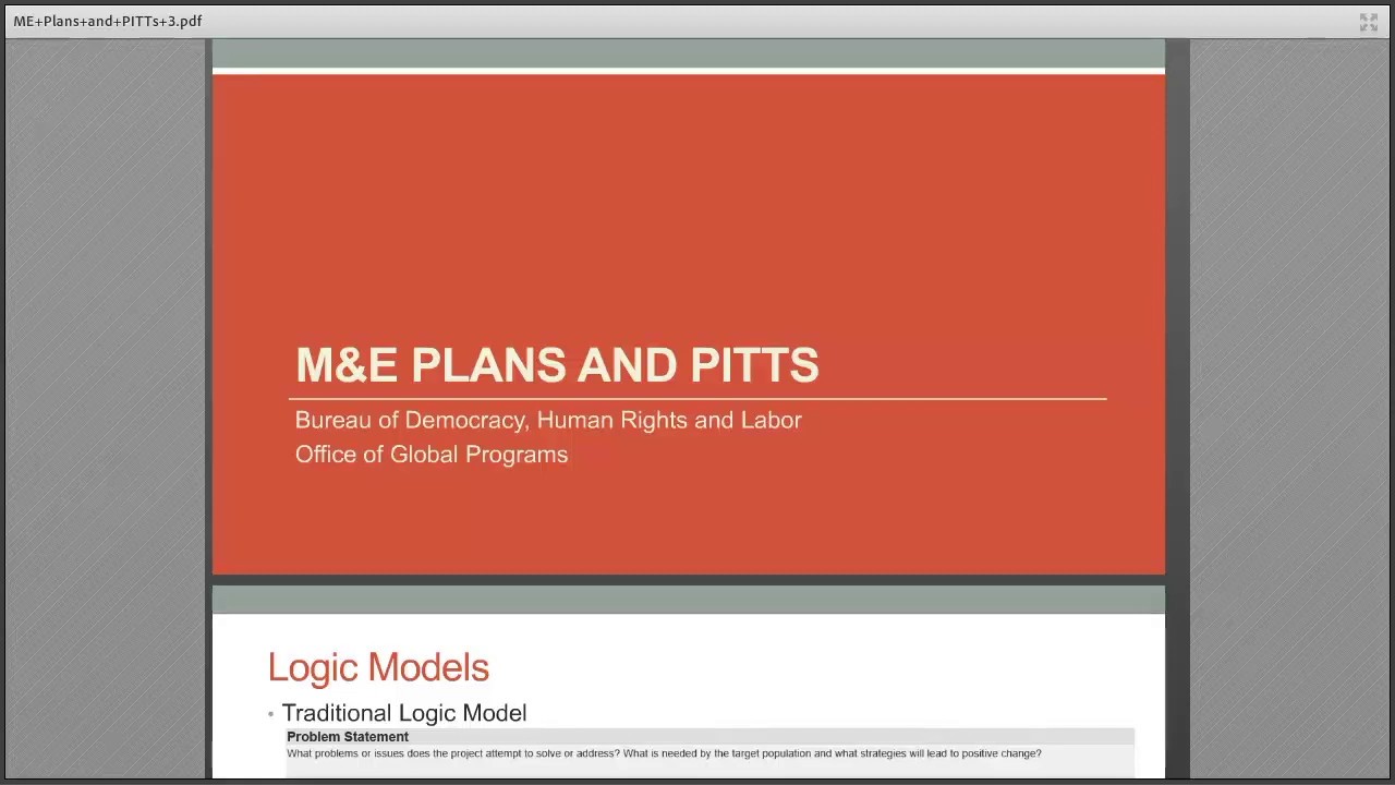 Monitoring and Evaluation (M&E) Plans and Performance Indicator ...