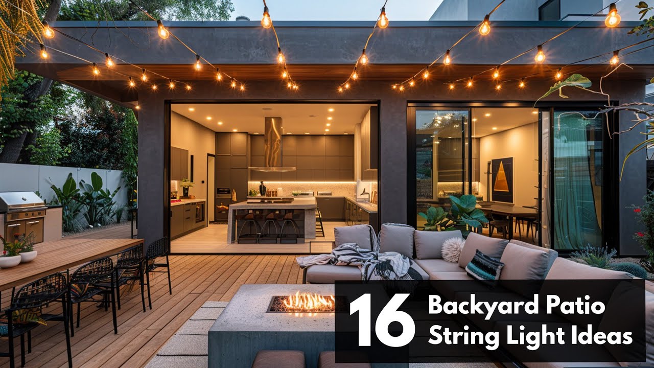 16 Backyard Patio String Light Ideas for Decoration and a Cozy Ambience