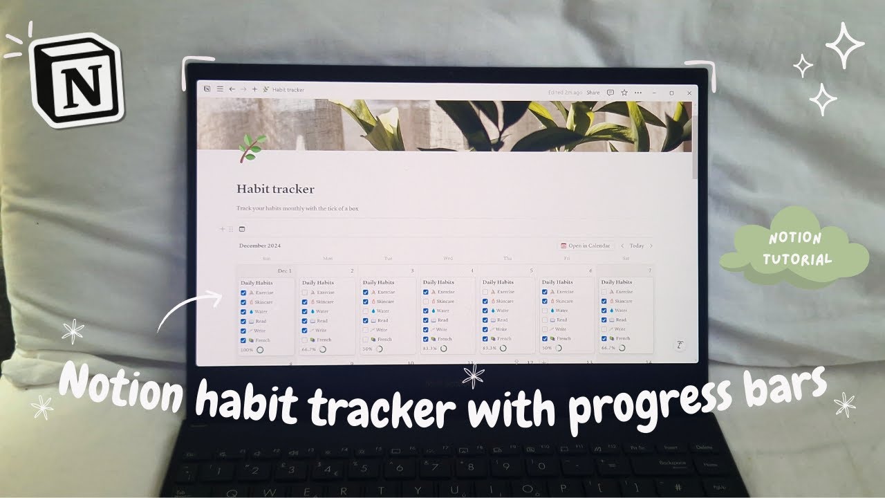 Notion Tutorial | How to make a notion habit tracker with progress bars