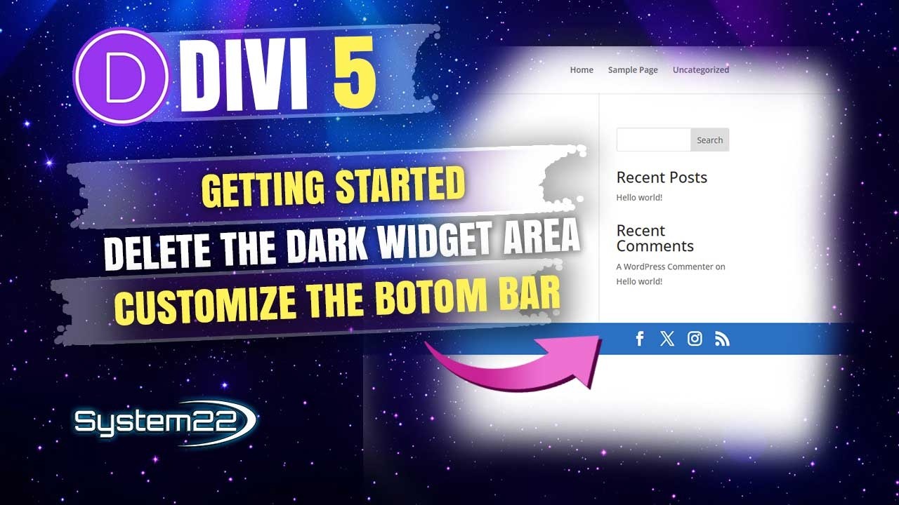 Divi 5 Footer Tutorial – Remove the Dark Widget Area & Customize the Bottom Bar