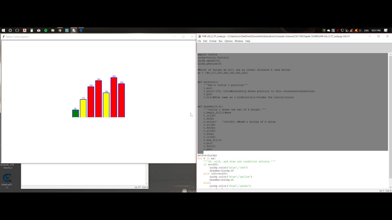Python w/ Lucky - Colorful Bar Chart w/ the Turtle Module