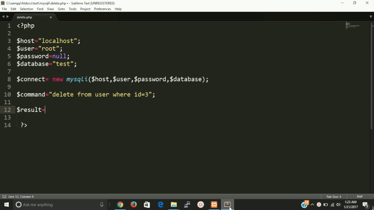 Delete Mysql data with php | Learn php step by step