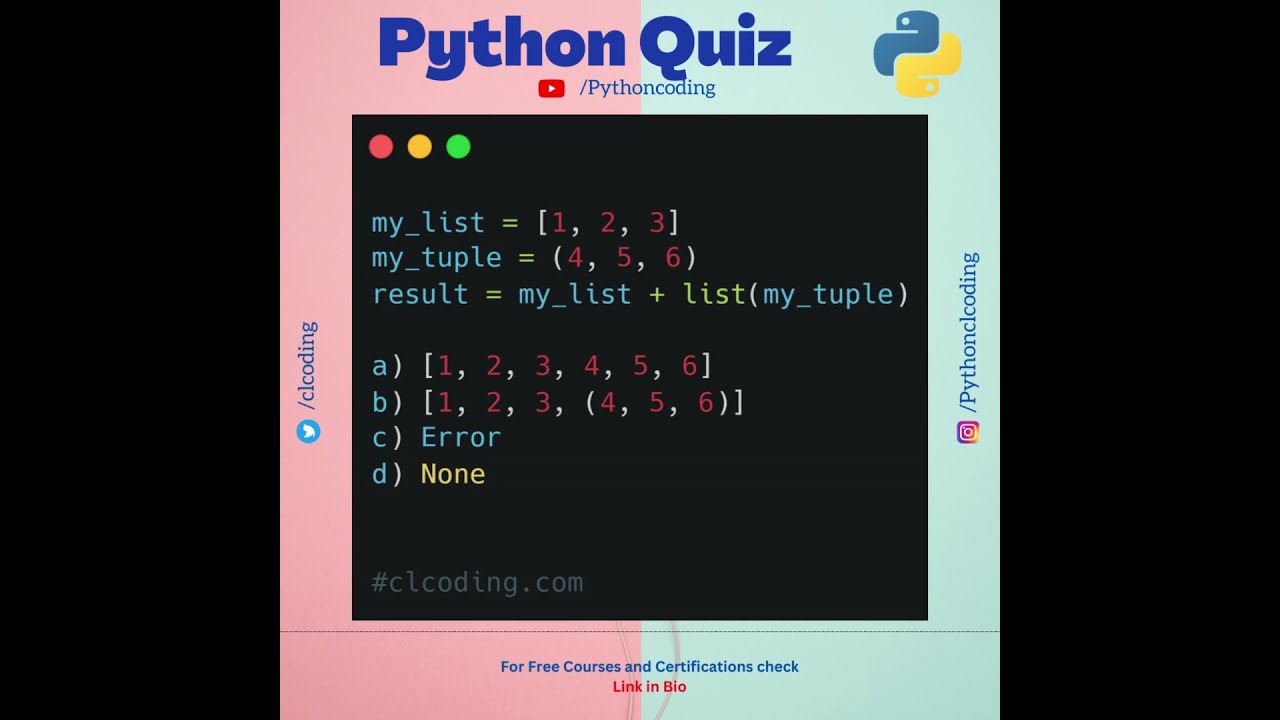 Python Quiz | Day 81 | What is the output of following Python code ?