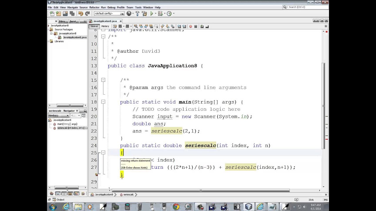 Java Programming - Recursion - Series Summmation Example