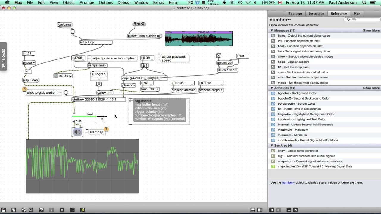 Playing with the Max/MSP stutter~ object