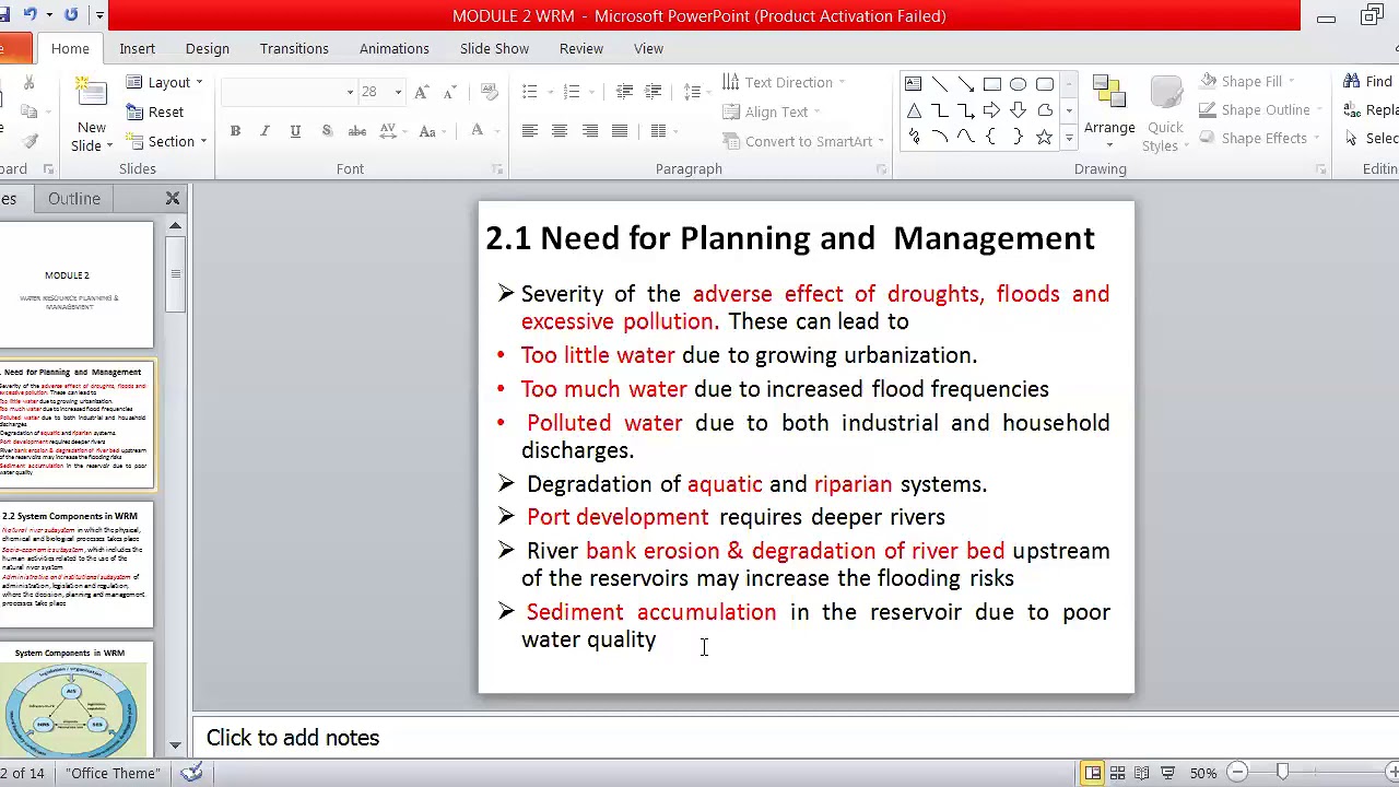 MODULE 2: 2.1 Water Resource Planning & Management