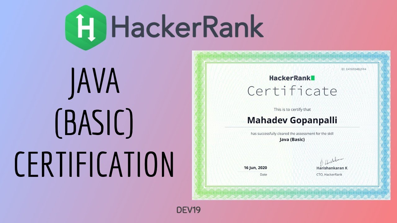 Java (Basic) Certification - || | Hackerrank Certifications