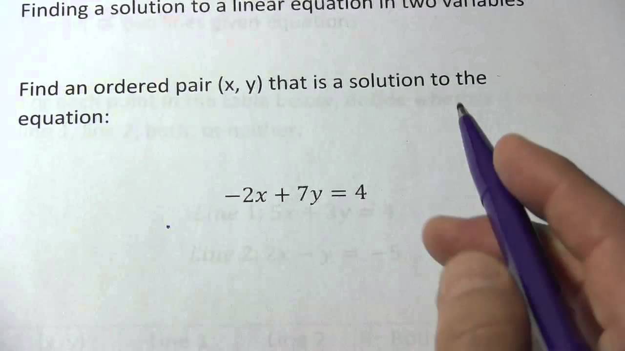 Finding a Solution to a Linear Equation in Two Variables