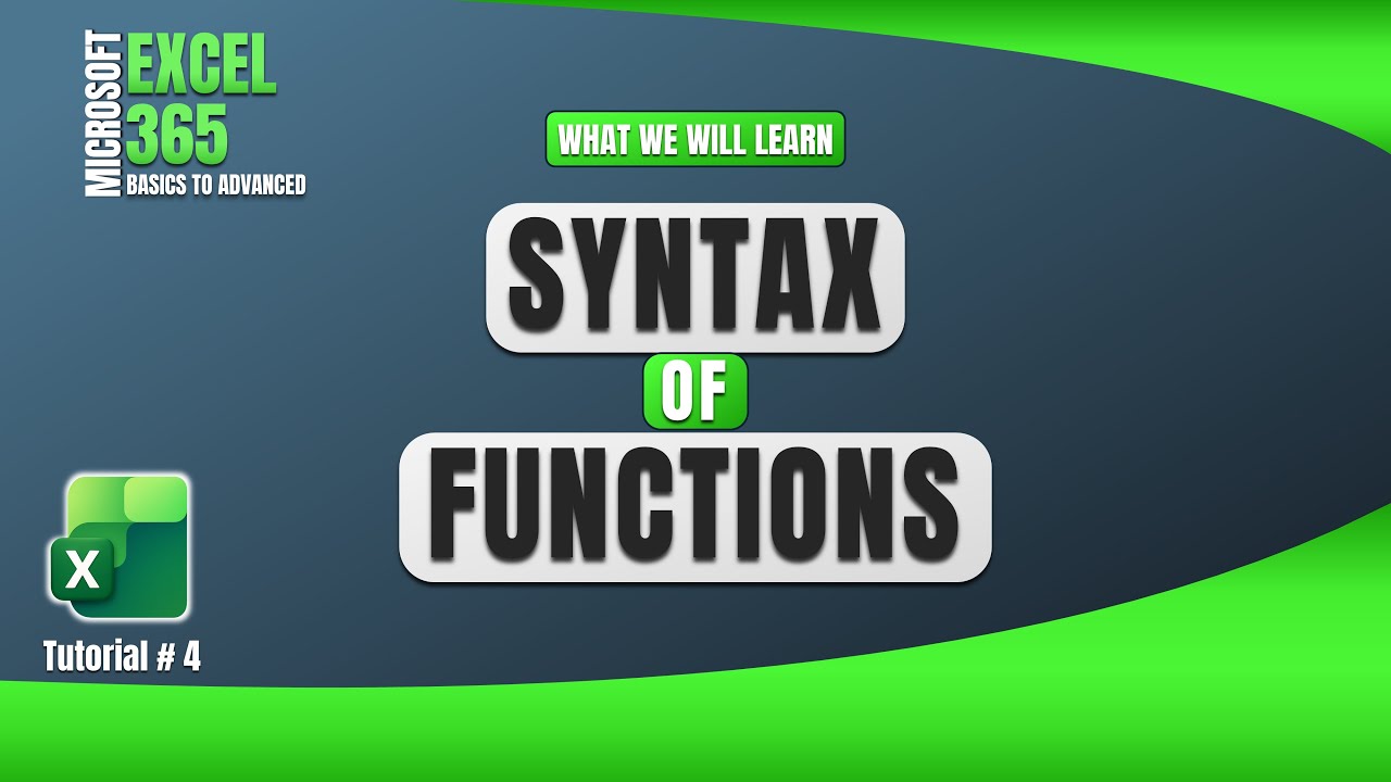 4.Excel Functions Syntax and Arguments Explained | Master Excel Formulas