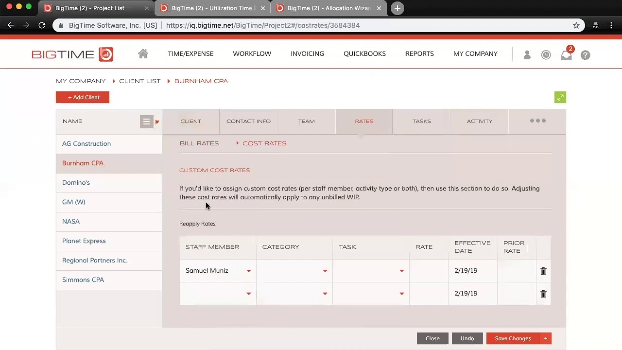 Set Up Custom Cost Rates