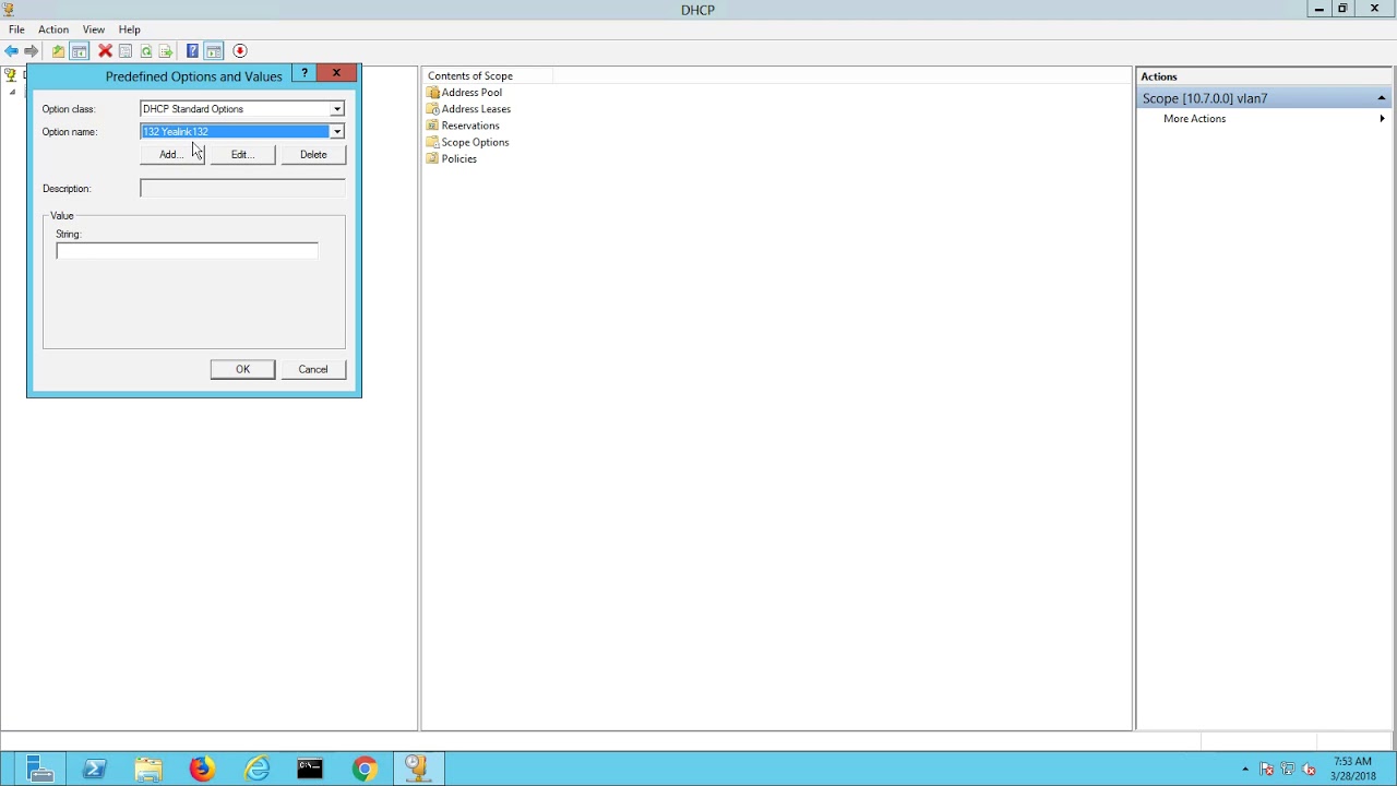 Yealink VLAN DHCP Scope configuration on  Windows DHCP Server