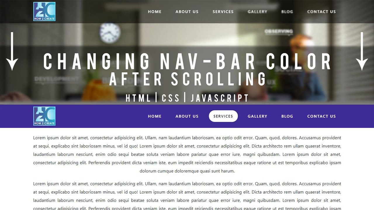 Changing Navbar Color After Scrolling | HTML5, CSS3 & JavaScript