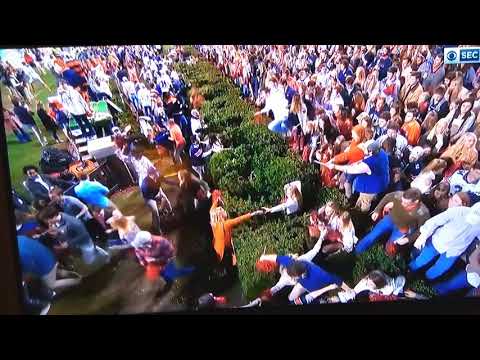 Auburn fans being swallowed up by hedges at Jordan-Hare Stadium following win vrs Alabama 11/25/17