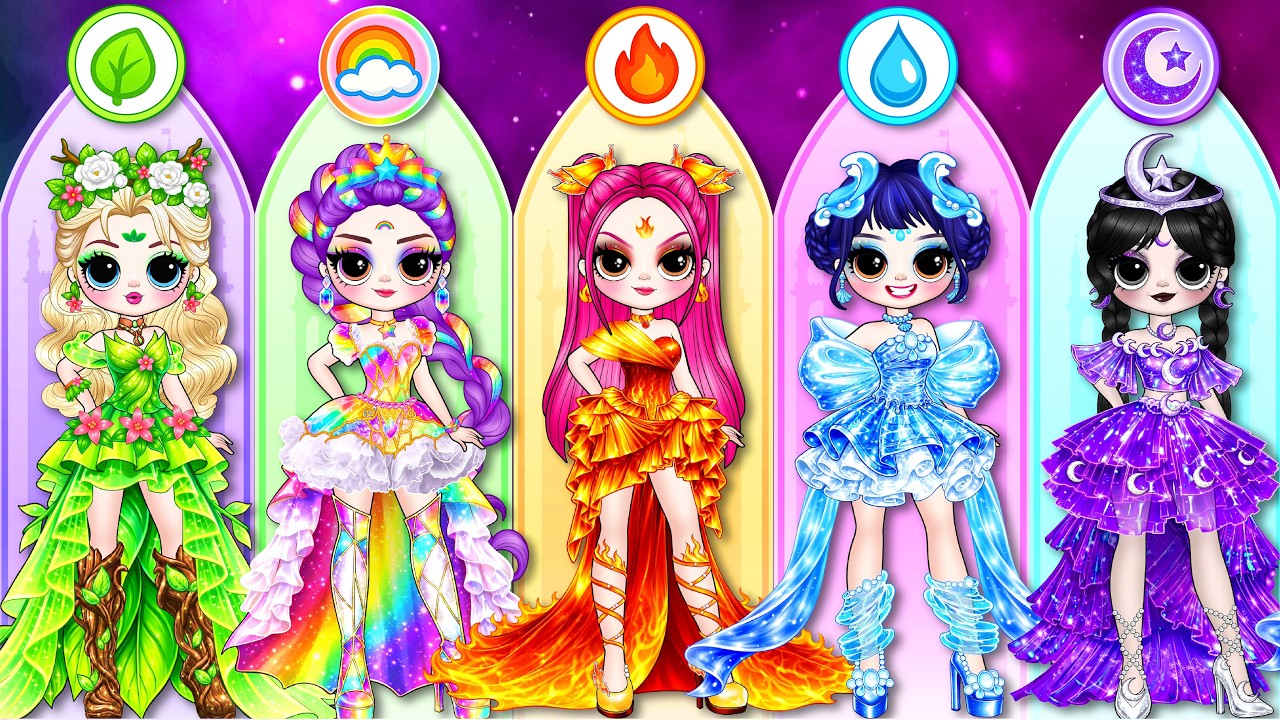 K-Pop Demon Hunters: Rumi, Zoey & Mira Turn Into Elements Fashion! | DIY Fashion Paper Dolls