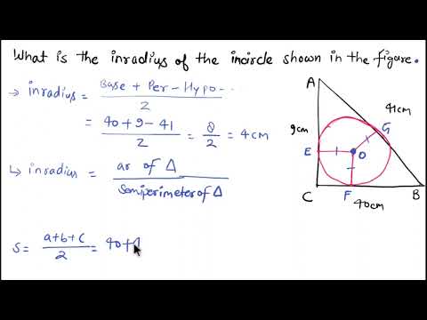 What is the inradius of the incircle shown in the figure?(a)9 cm(b)4 cm(c)3 cm(d) none of the above