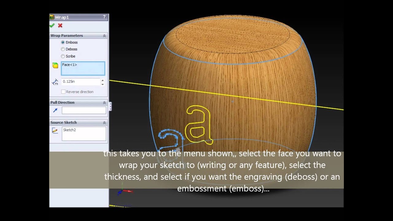 Solidworks Tutorial, Wrap Feature, HD