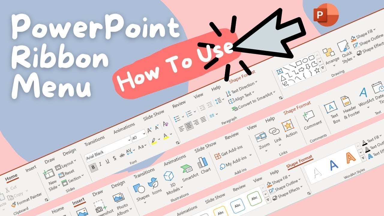 PowerPoint RIBBON MENU - How to Use - Tutorial Office 365