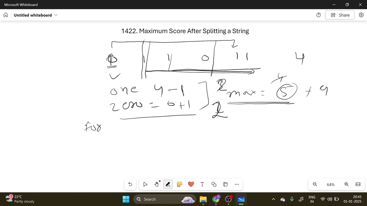 LeetCode 1422 | Maximum Score After Splitting a String | Java Solution Explained