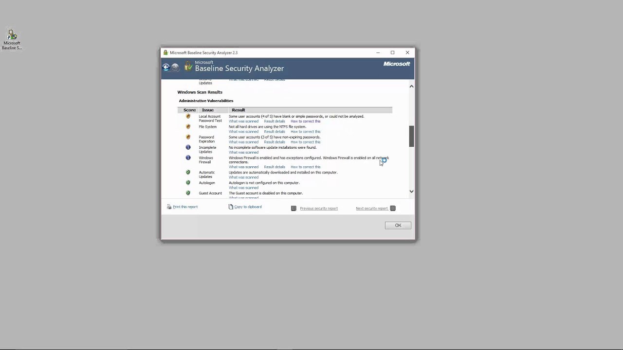 Microsoft Security Baseline Analyzer