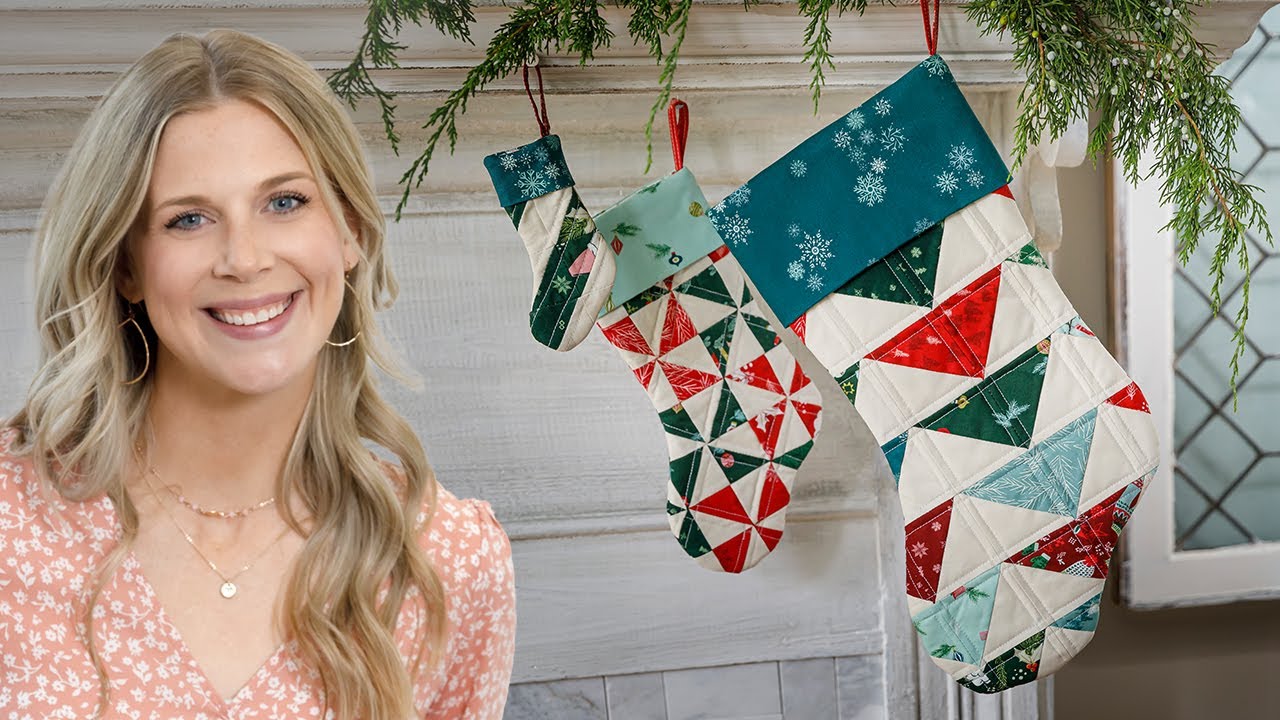 How to Make Simple Half Square Triangle Stockings - Free Quilting Tutorial