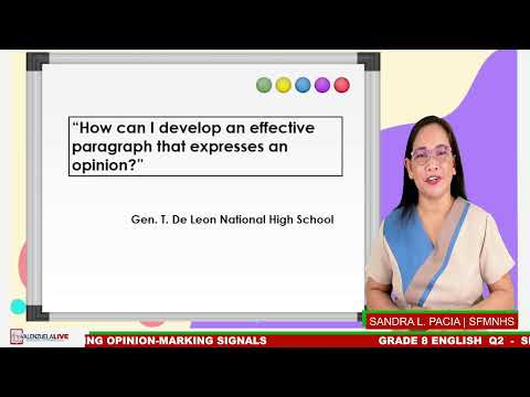 GRADE 8 ENGLISH Q2 - SHARING IDEAS USING OPINION-MARKING SIGNALS