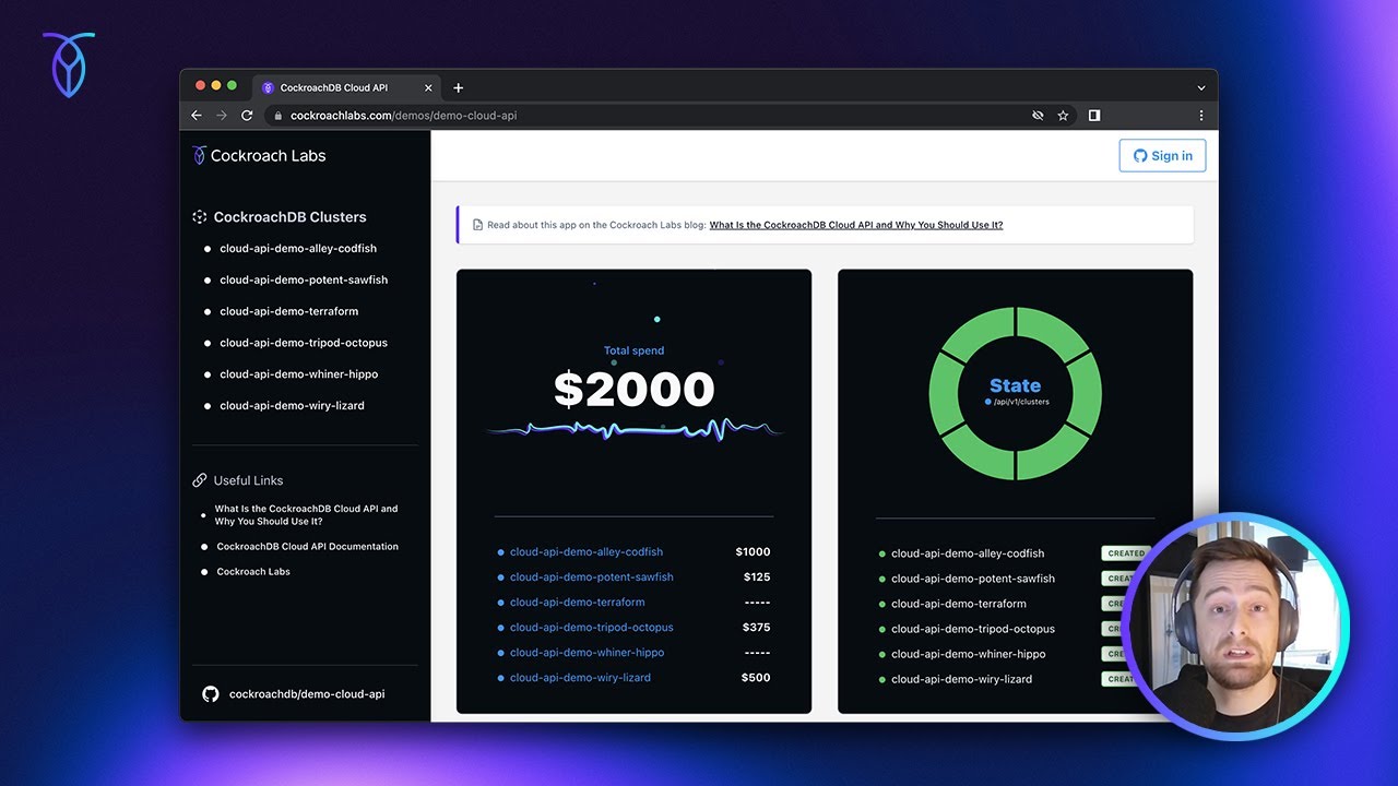 CockroachDB Cloud API demonstration