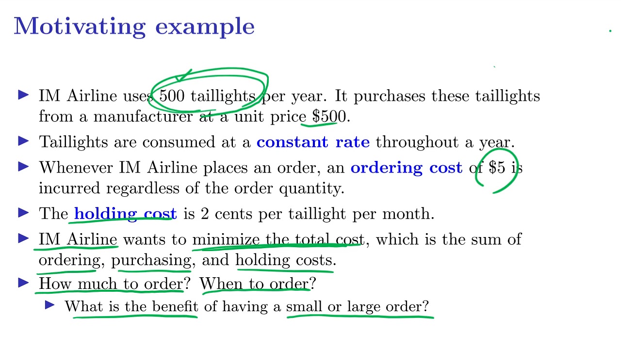 [OR1-Modeling] Lecture 4: Nonlinear Programming #2 The EOQ problem