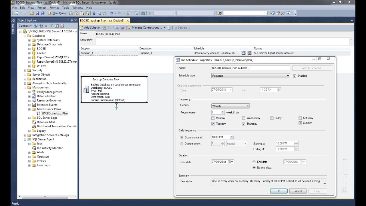 Automatic Scheduled Database Backups in MSSQL 2012
