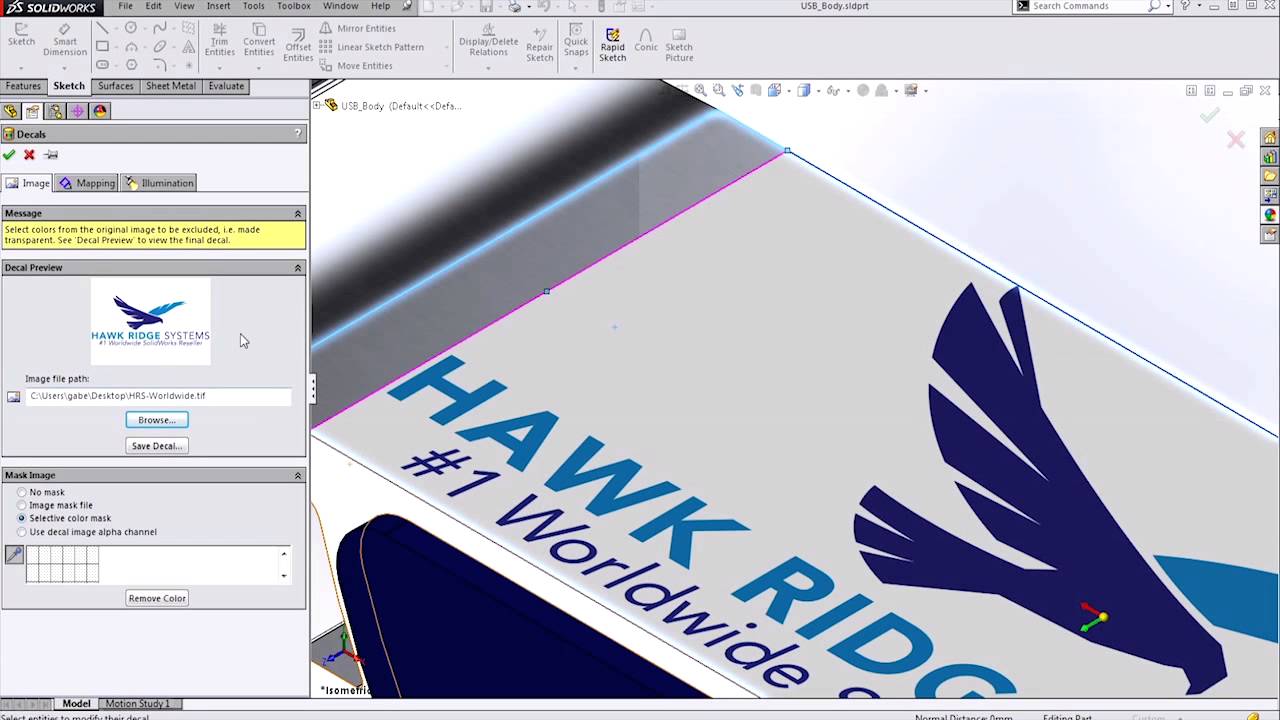 SOLIDWORKS - Creating an Image Mask File for Your Decals