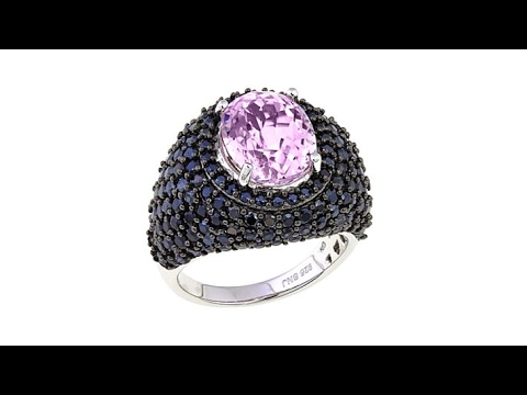 Rarities Black Spinel/Kunzite Black Rhodium Domed Ring