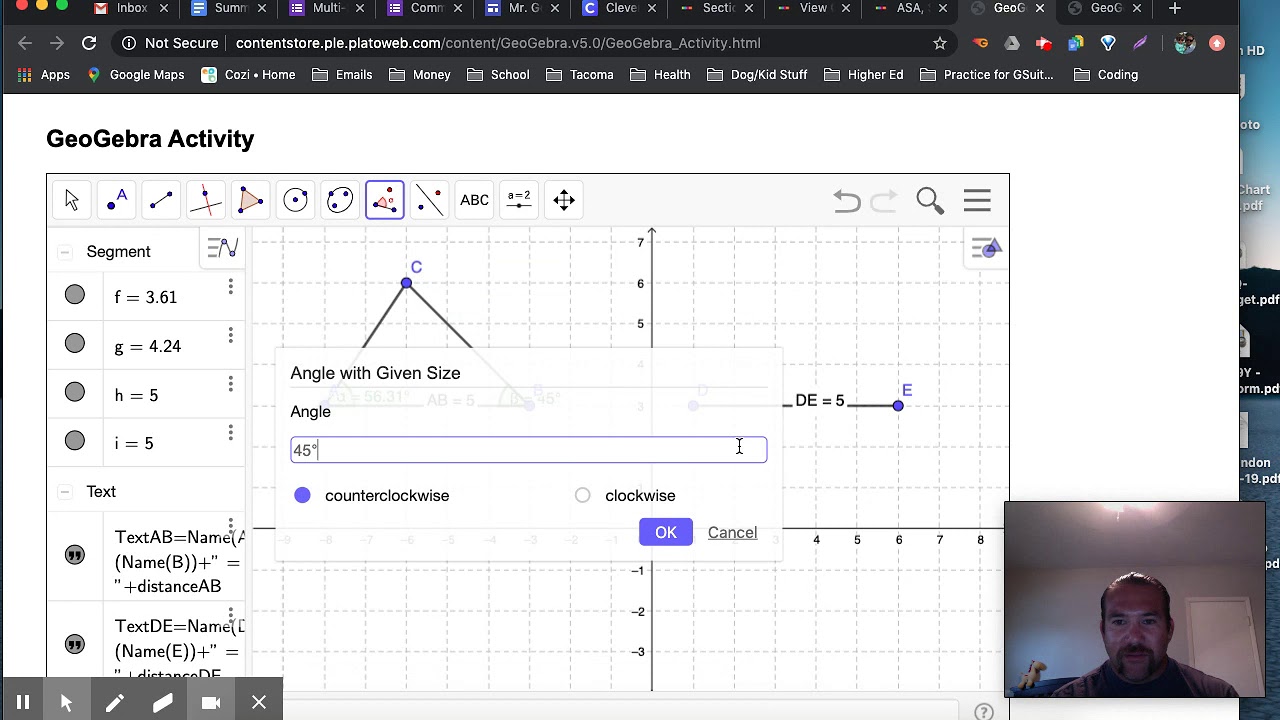 ASA, SAS, SSS Geogebra Help