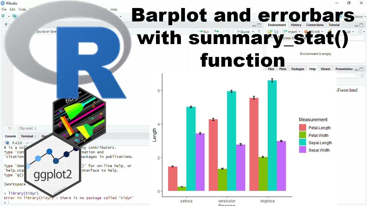 Barplot with errorbars Using summary_stat() function in ggplot2 and R programming