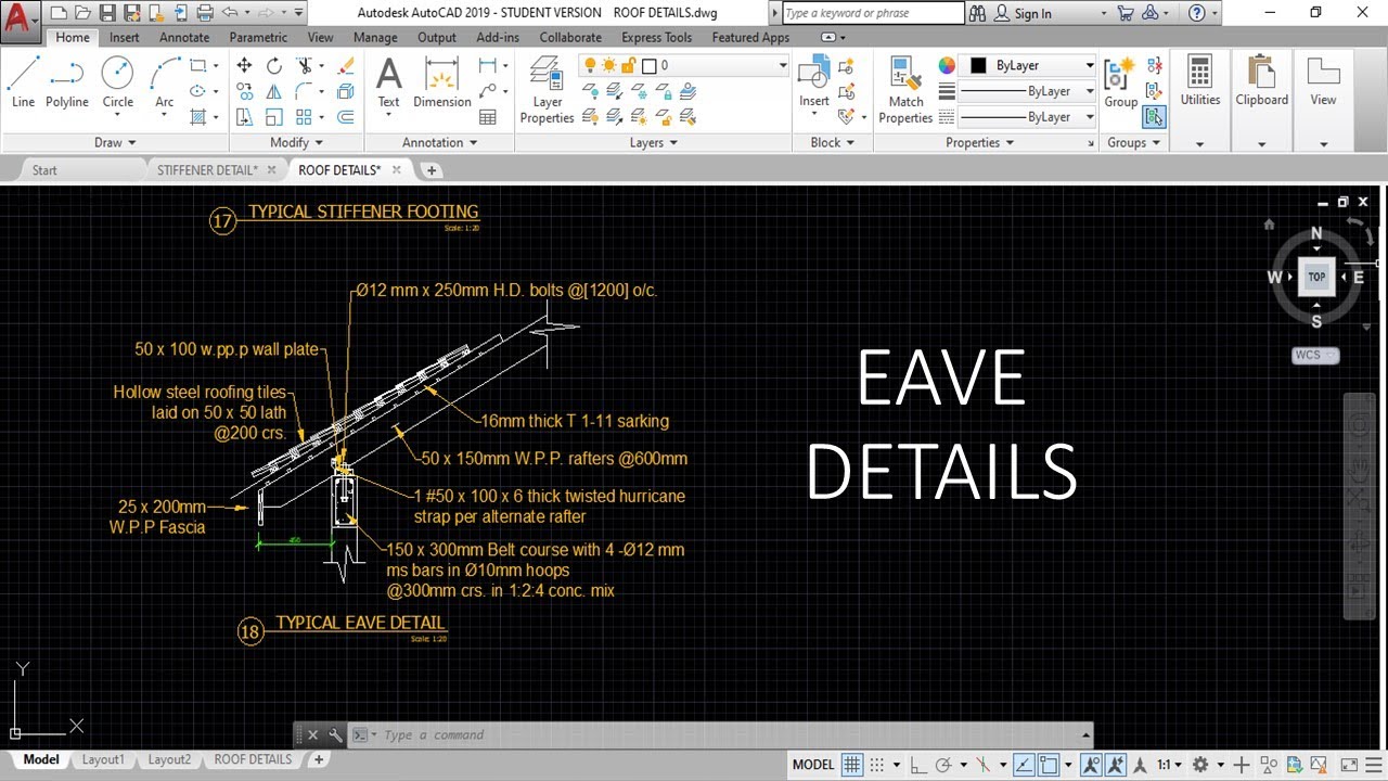 How to draw Roof Eave details
