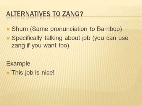 What does Zang mean in Cantonese?