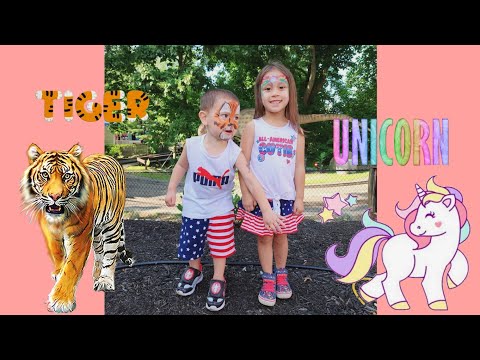Tiger and Unicorn Face Painting ll 🐯Tristan & Scarlet 🦄