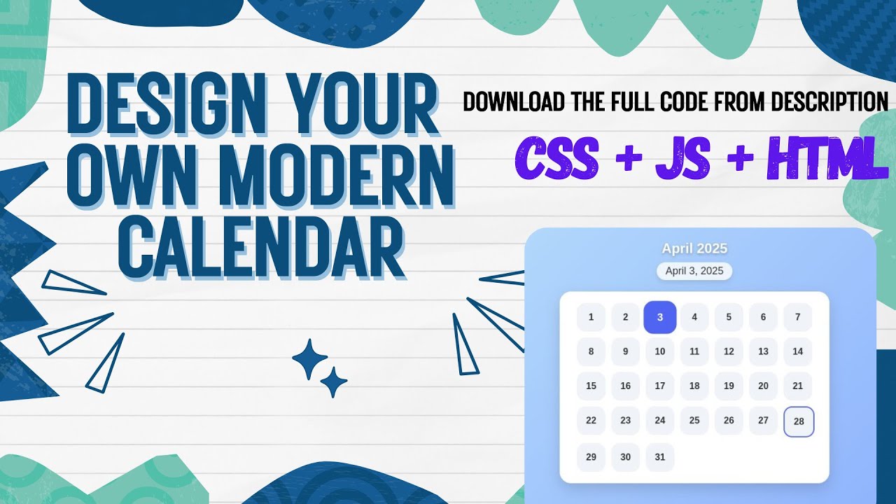 Create a Stunning Modern Calendar Selector in HTML, CSS & JavaScript | Dynamic Date Picker