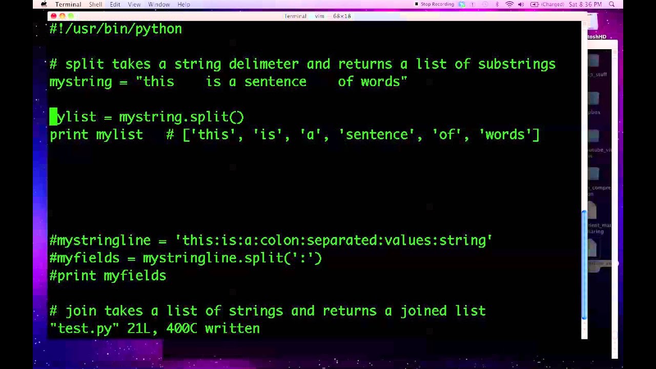 Python 15:  Split and Join