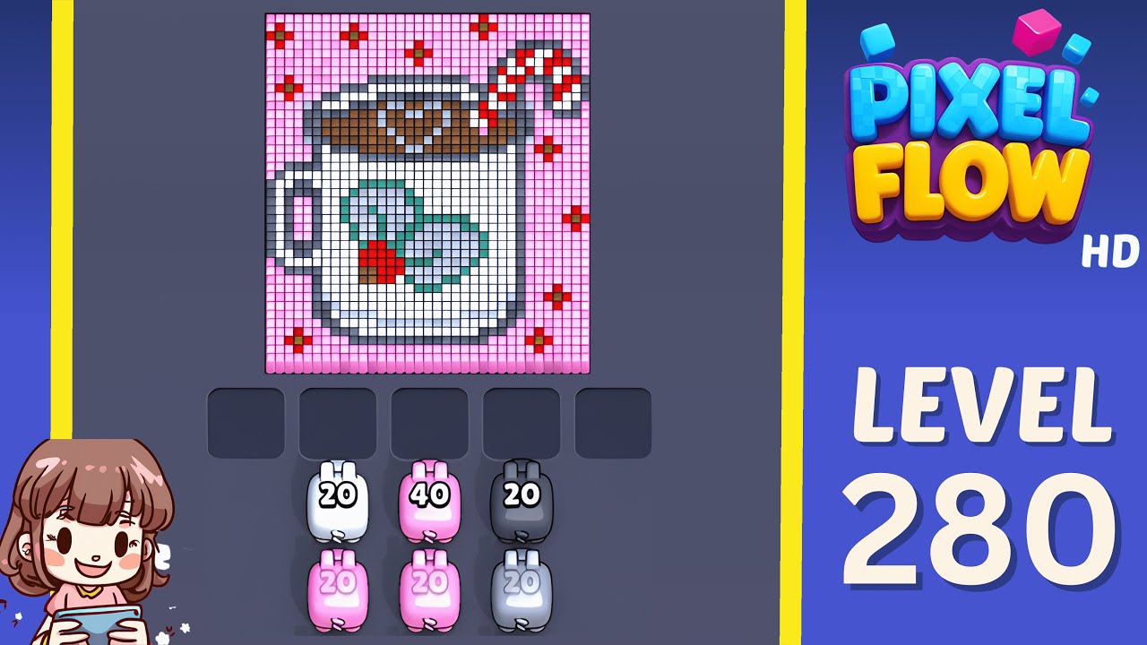 Pixel Flow Level 280 Solution Walkthrough