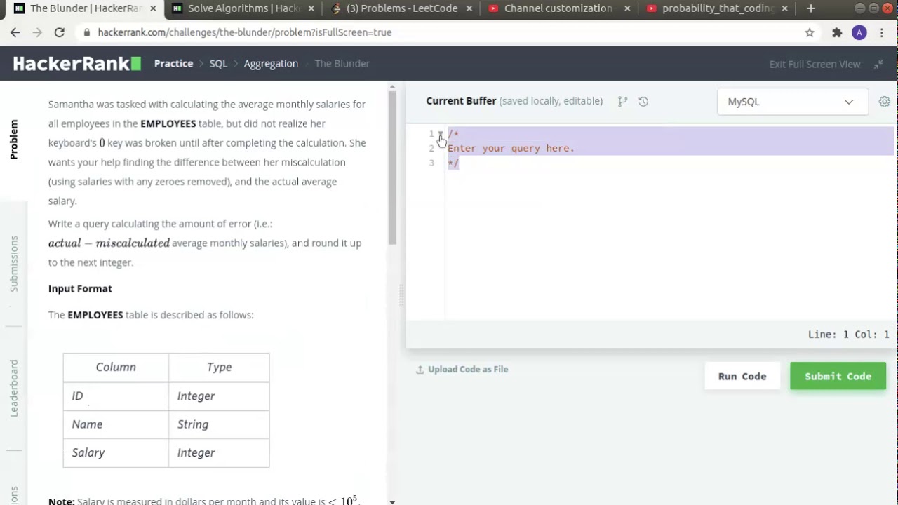 THE BLUNDER SQL HACKERRANK
