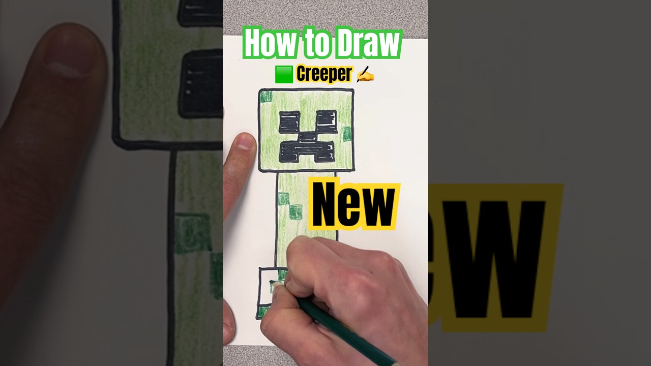 How to Draw Creeper from Minecraft 👍✍️ for kids EASY #art #minecraft