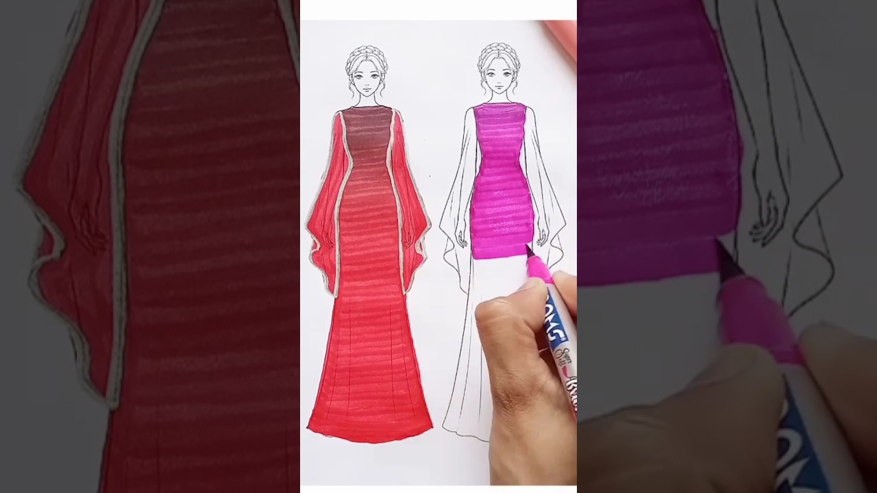 pink vs red| which princess is your favourite? #shorts #dress #drawing #colormixing #colors