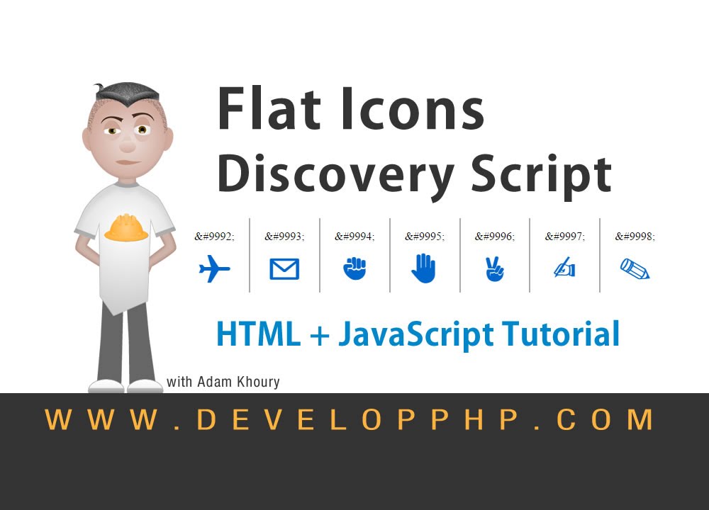 Flat Icons HTML Code Symbols Discovery JavaScript