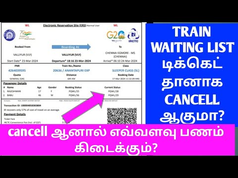 TRAIN WAITING LIST TICKET AUTOMATIC CANCELL FULL DETAILS AND REFUND AMOUNT DETAILS IN TAMIL|OTB