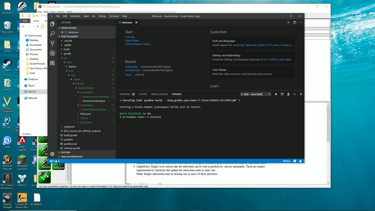 Create FRC Arcade Drive Robot in Java