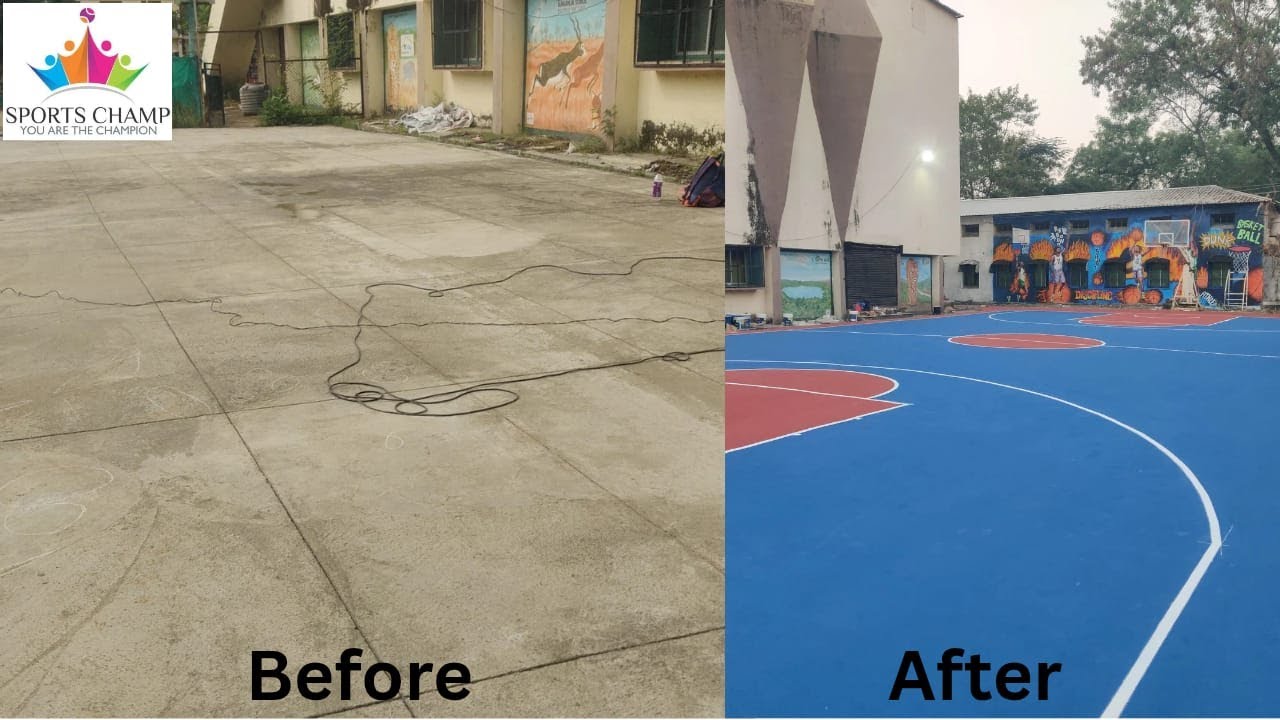 Professional Basketball Court Construction | 8 Layer Synthetic Acrylic Flooring